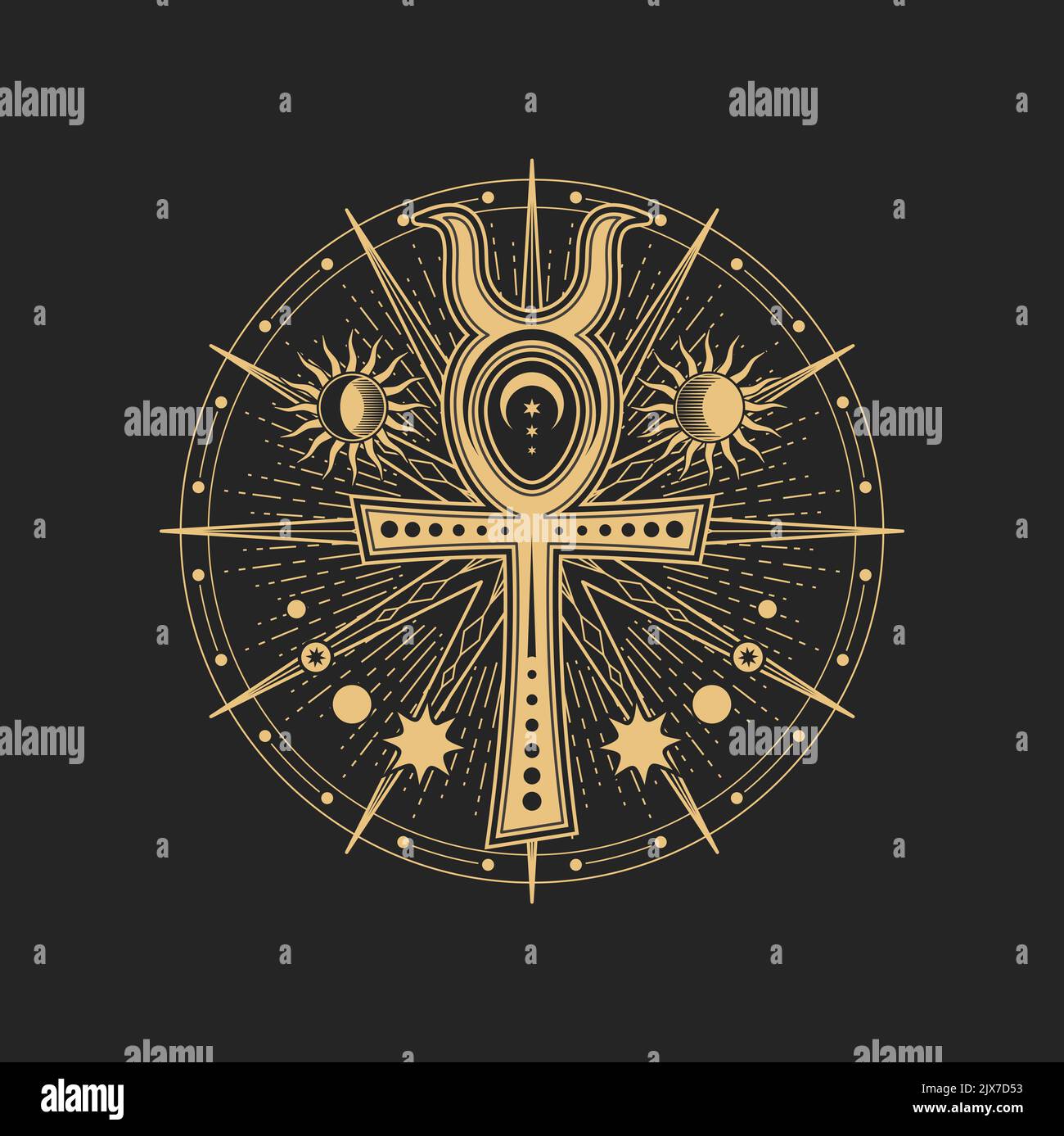 Mason Sign Occult And Esoteric Symbol Egyptian Ankh Sign Vector