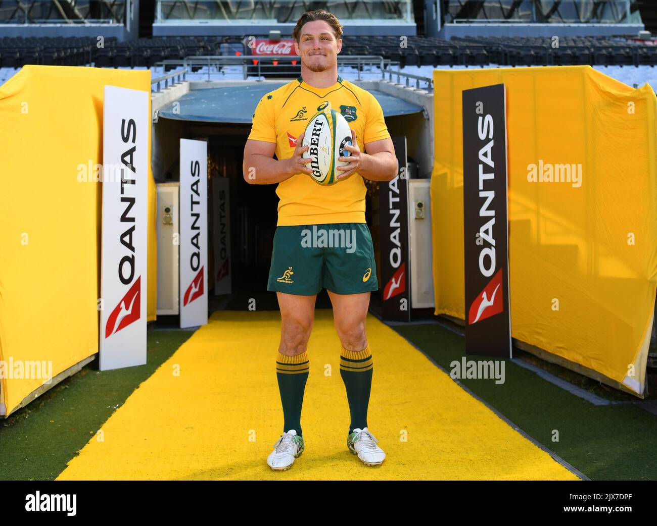 Wallabies rugby player Michael Hooper poses for a photograph after it ...