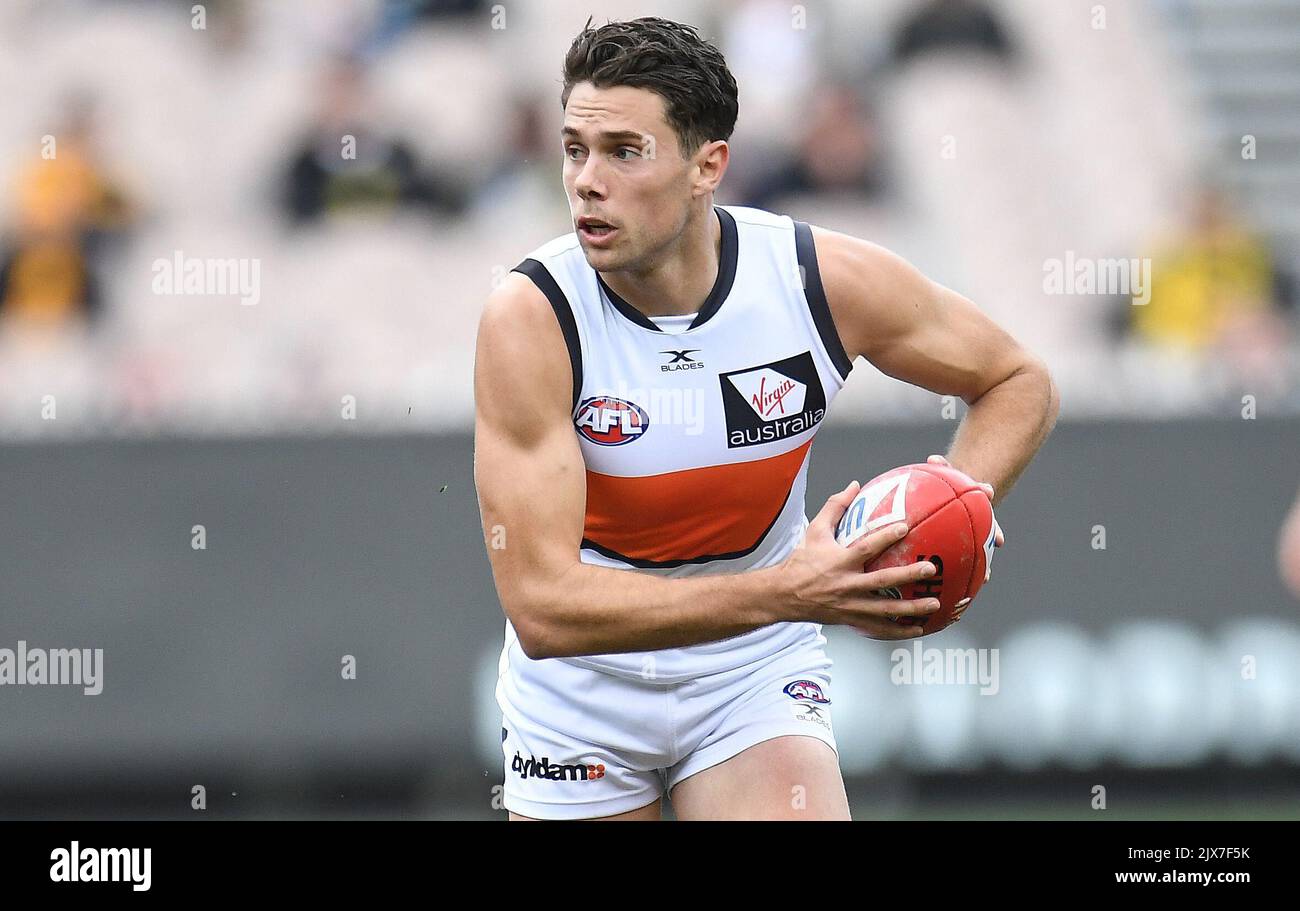 Josh Kelly of the Giants is seen in action during the Round 18 AFL ...