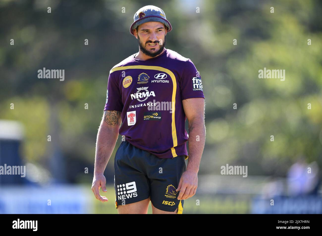 Matt Gillett looks on during a Brisbane Broncos training session in ...