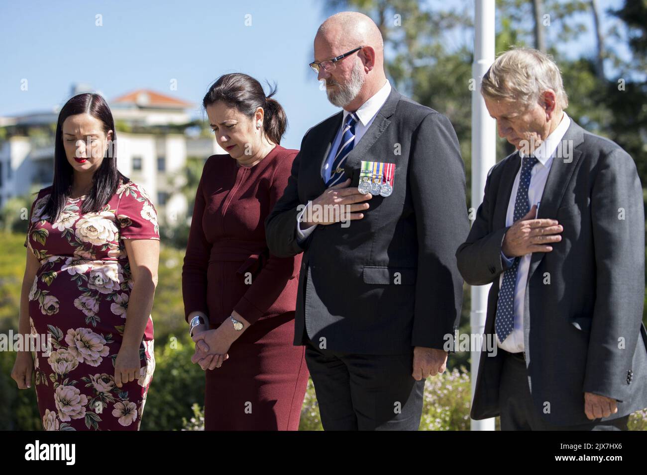 (left-right) Brittany Lauga MP, QLD Premier Annastacia Palaszczuk, Bill ...
