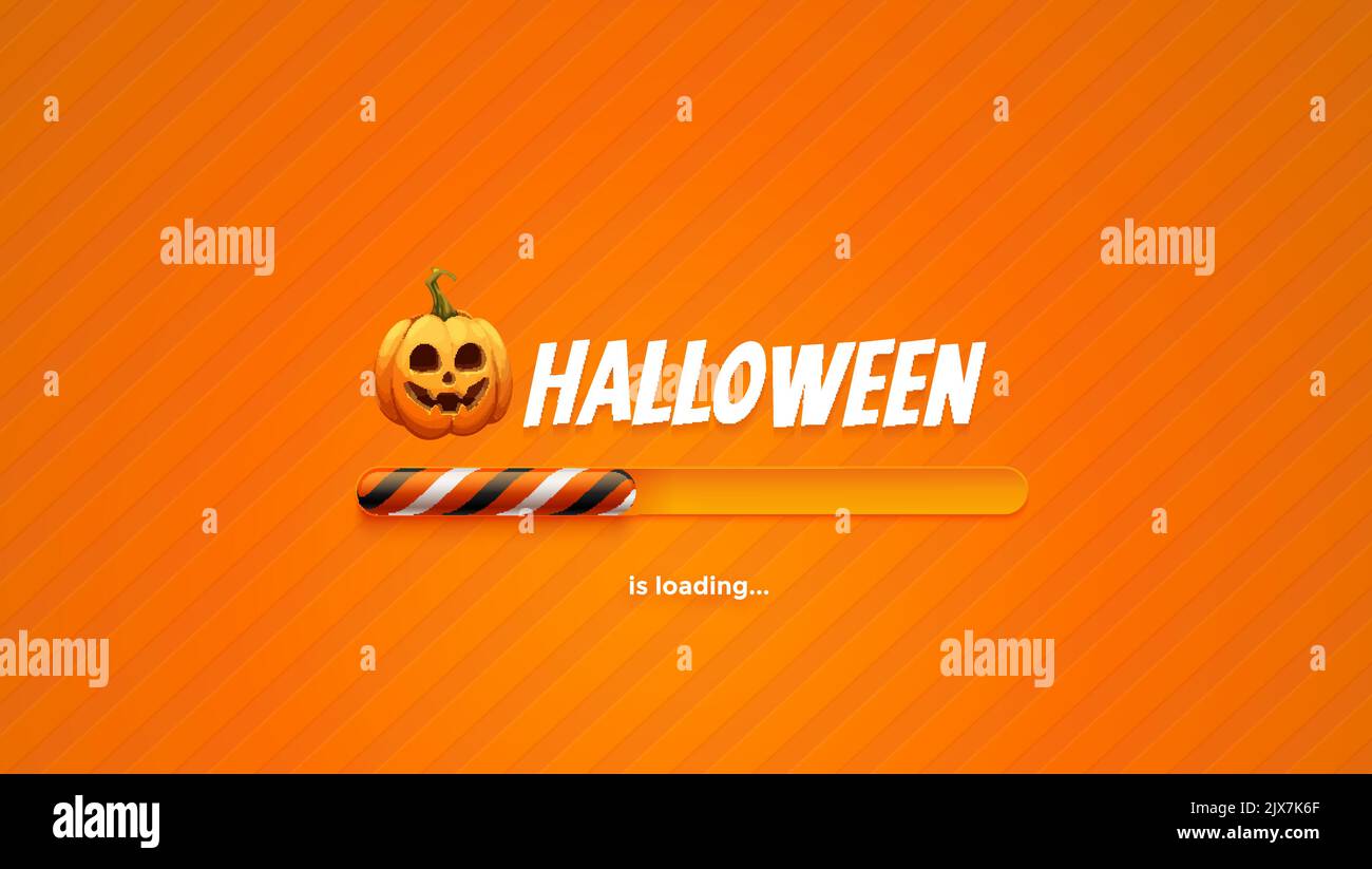 Halloween loading bar with pumpkin, horror night load countdown, vector ...