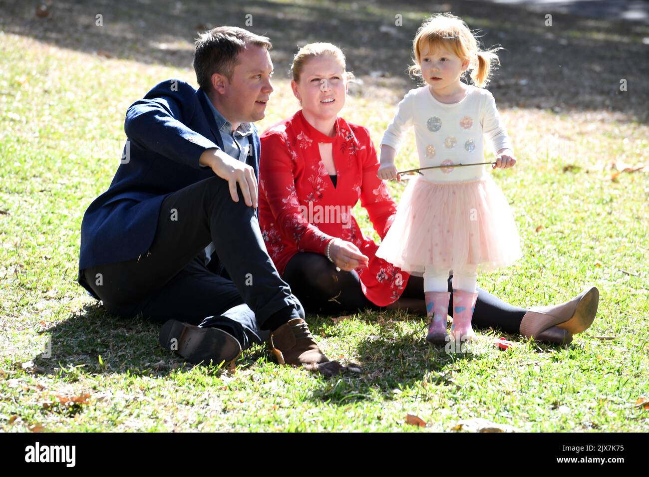Charlotte Scaife (right) plays with her parents Simon and Saasha, weeks ...