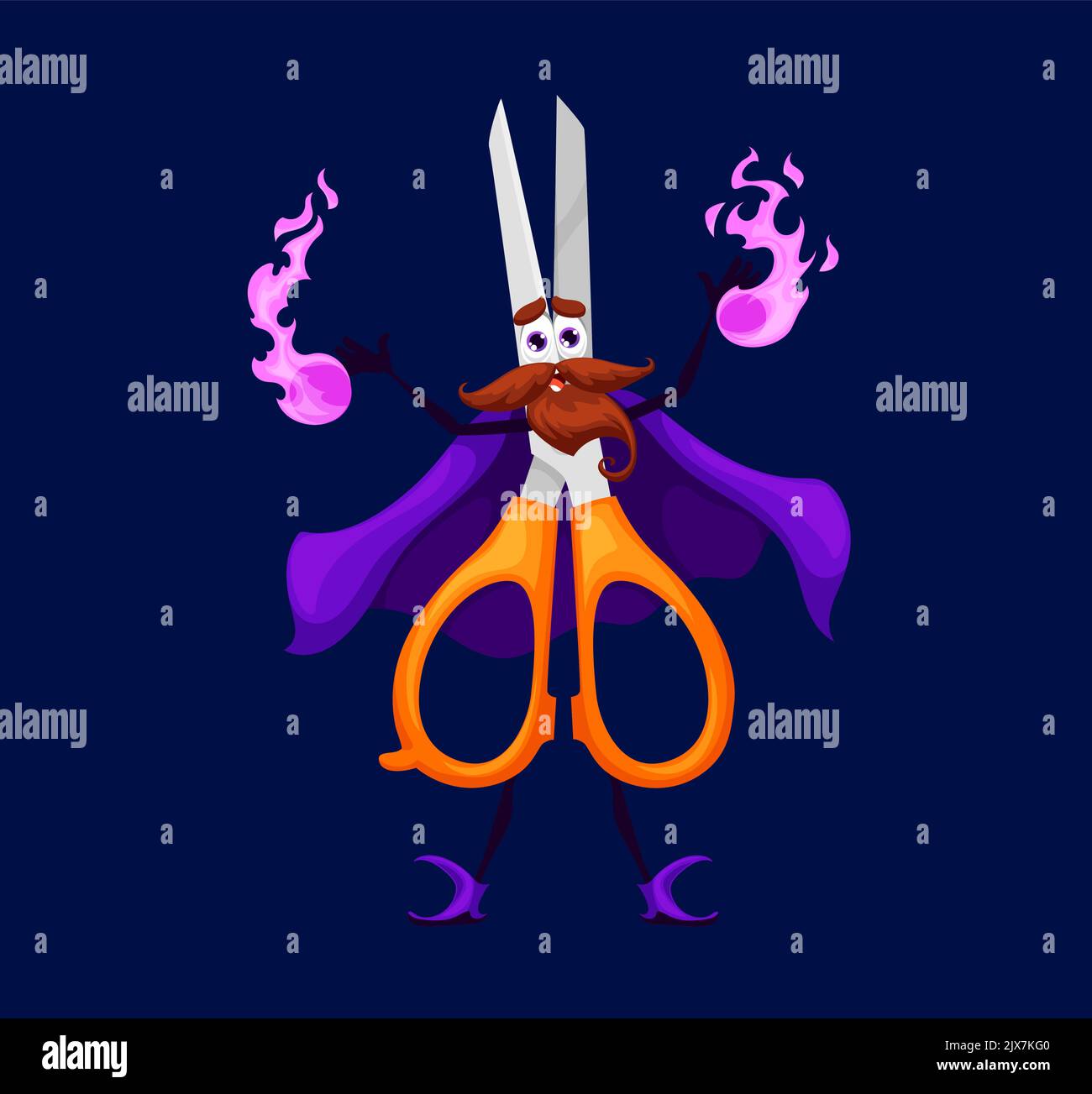 Cartoon school scissors wizard, mage or sorcerer character. Isolated ...