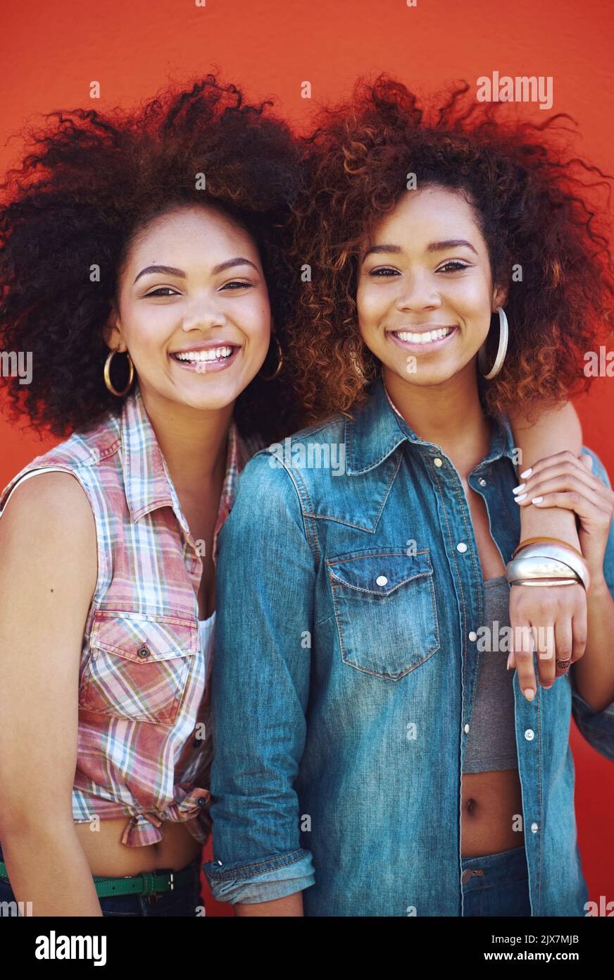 Best friends are like unbiological sisters. two young friends posing ...