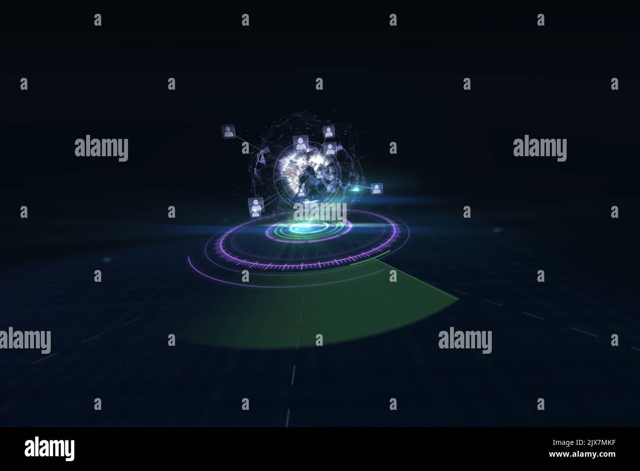 Digital interface of volume dial interface against black background ...