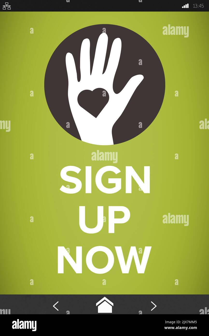 Vector image of Sign Up Now text with icons on green screen Stock Photo ...