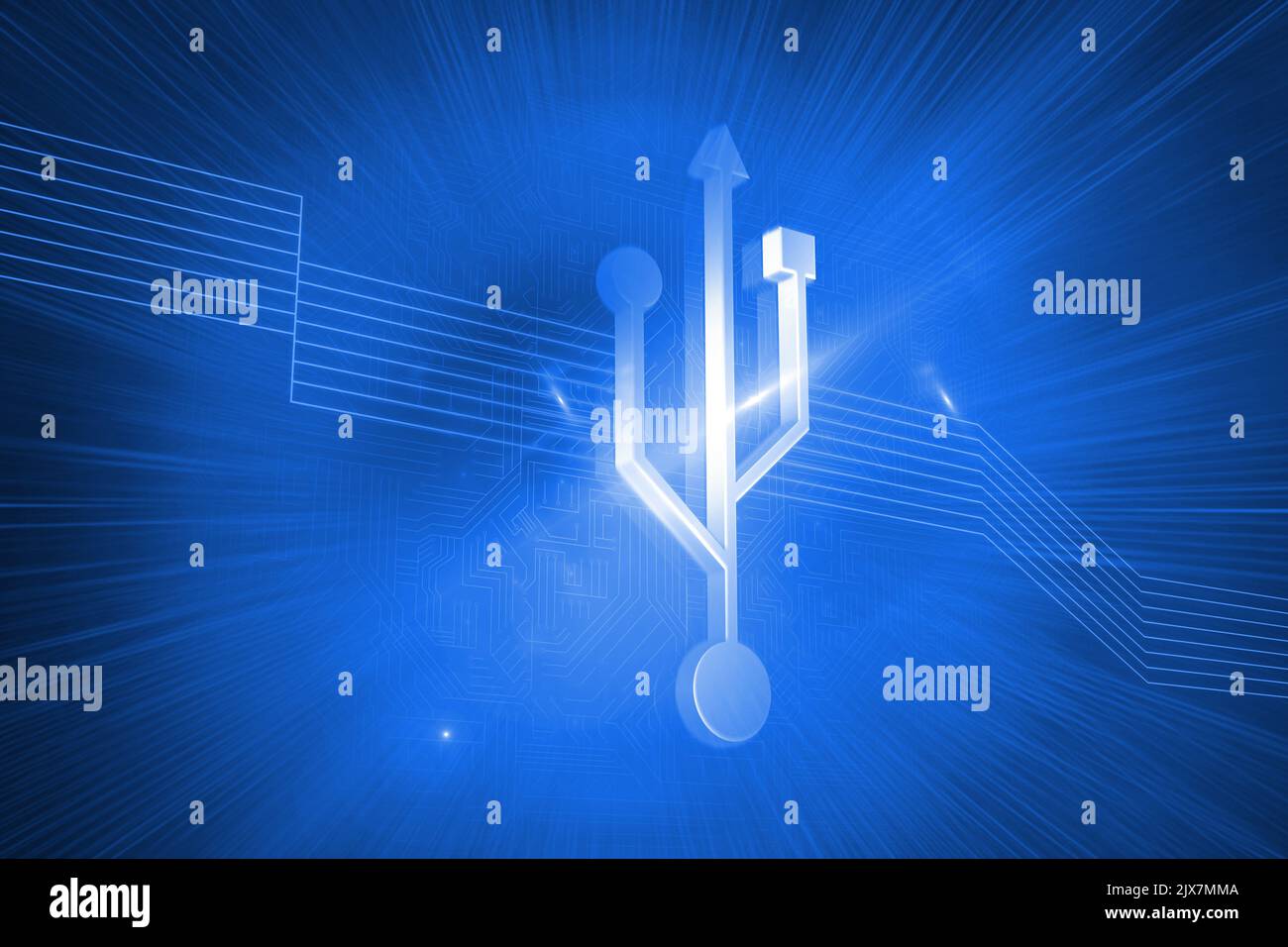 Digitally generated connection sign on blue background Stock Photo - Alamy