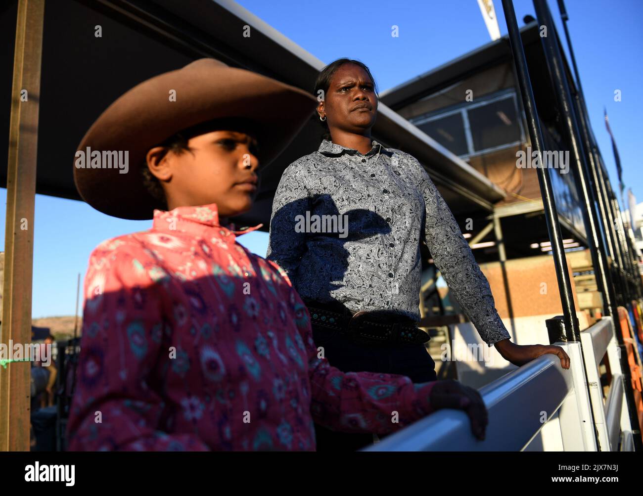 Kayleigh (right) and Lateicka Johnny pose for photos at the Mount Isa ...