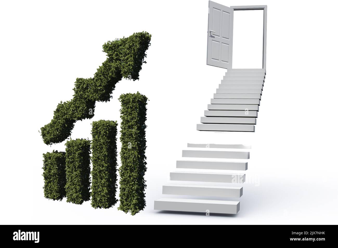 Graph and steps against white background Stock Photo - Alamy