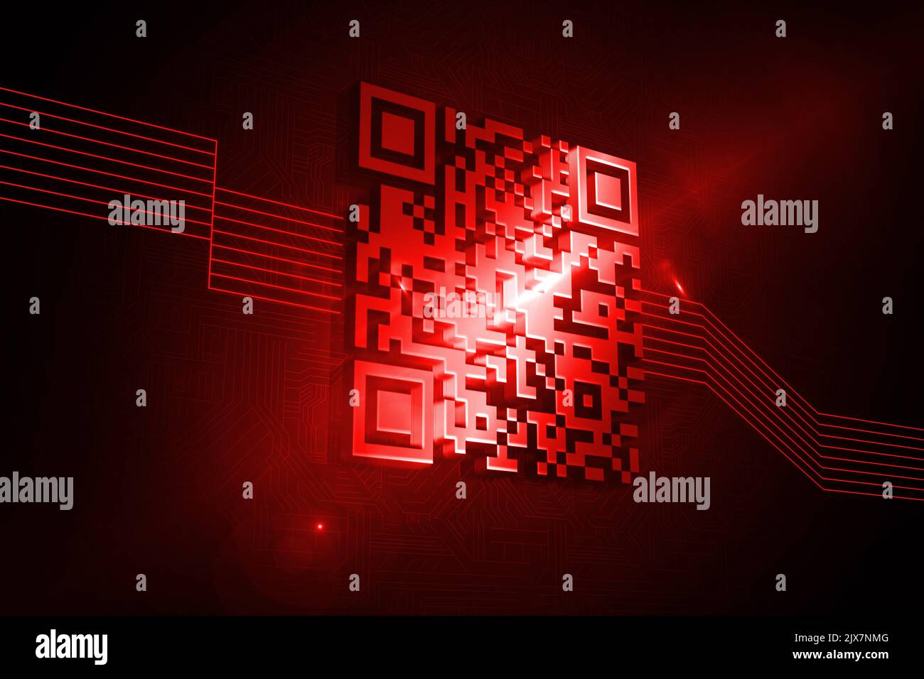 Shiny red barcode on black background Stock Photo - Alamy