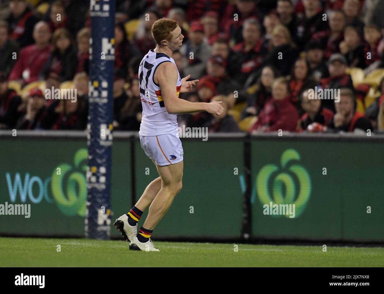 Tom Lynch of the Crows misses a goal from 10 meters out during the ...