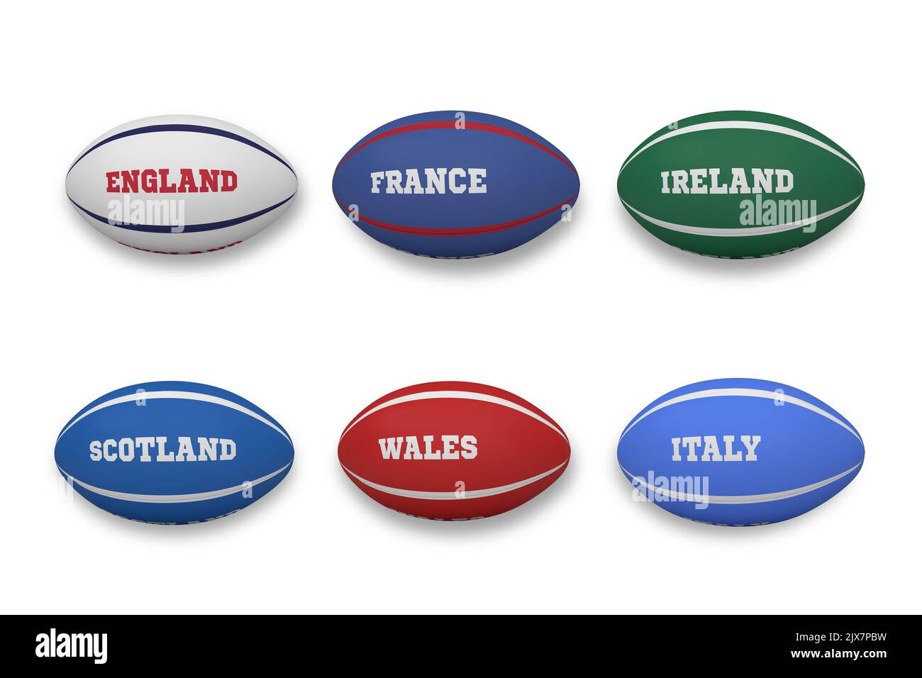 Six nations rugby balls Stock Photo - Alamy