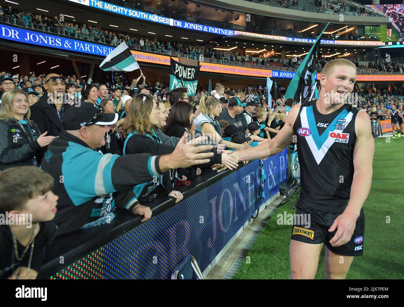 Tom Clurey of the Power after the Round 21 AFL match between the Port ...