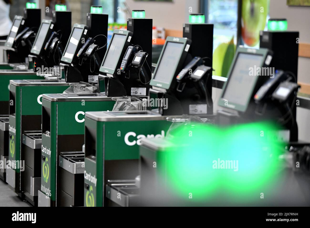 Self service checkouts at a Woolworths store in Sydney, Tuesday, Aug ...