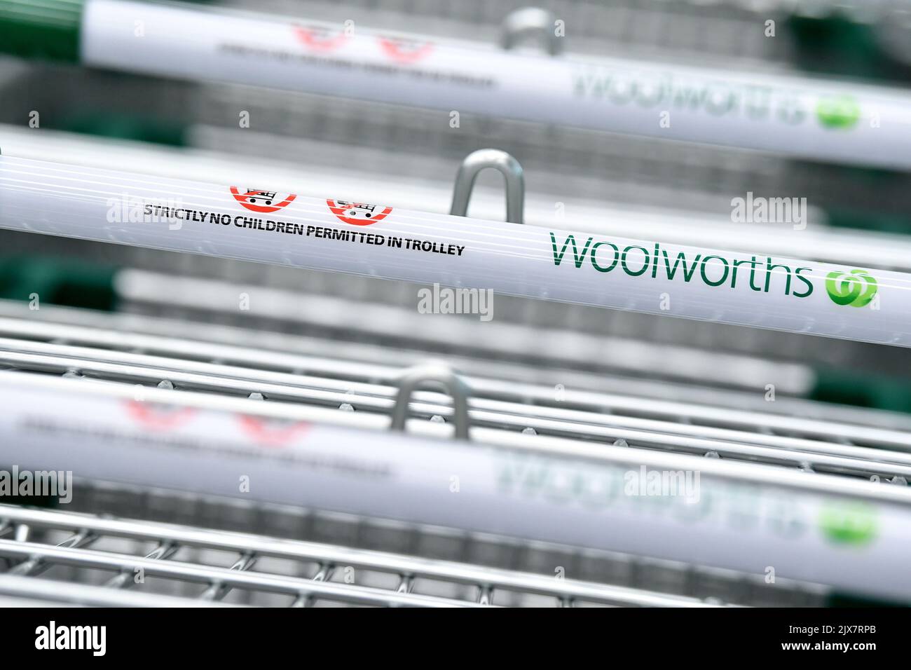 Trollies at a Woolworths store in Sydney, Tuesday, Aug. 15, 2017. (AAP ...