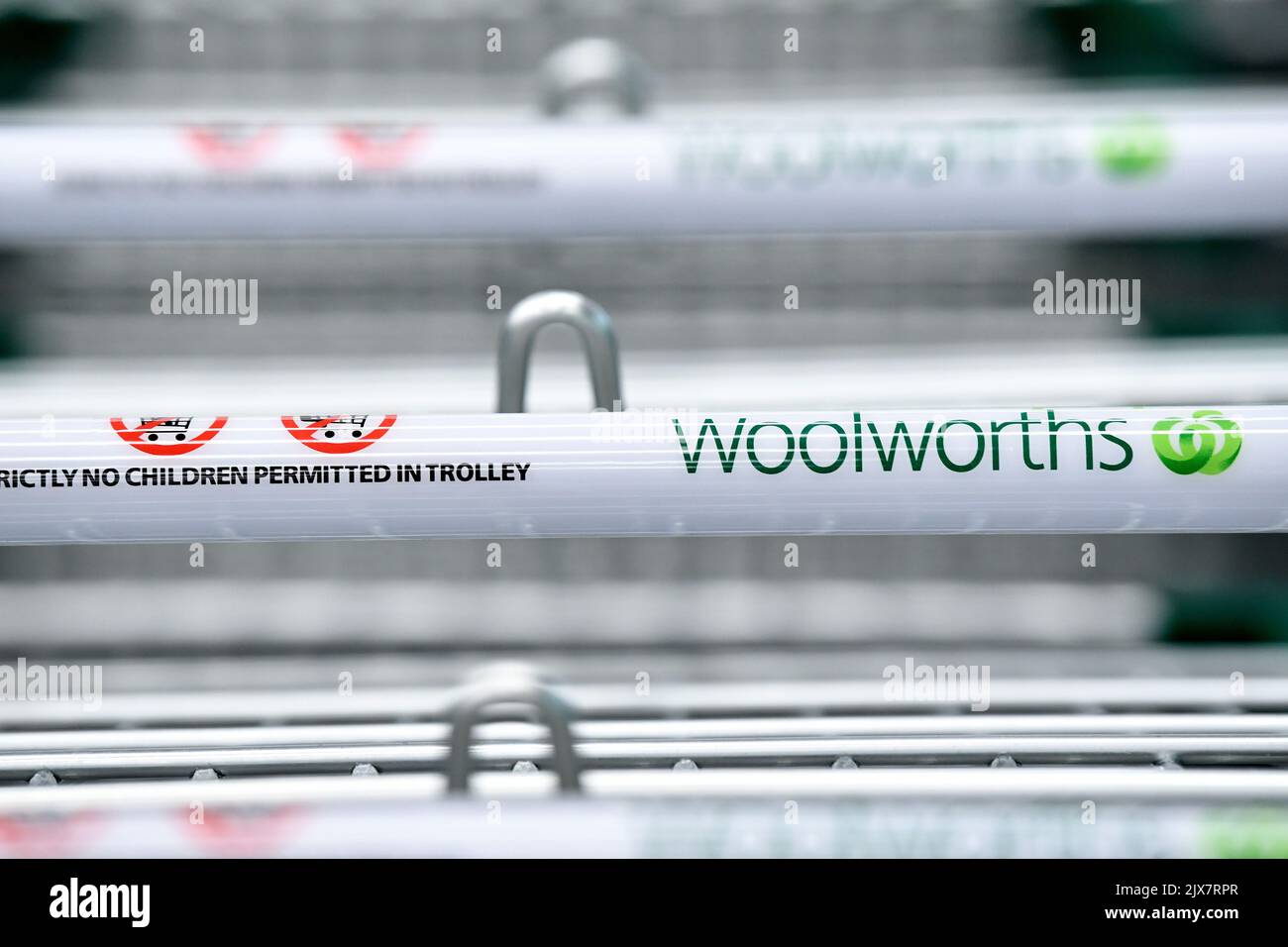 Trollies at a Woolworths store in Sydney, Tuesday, Aug. 15, 2017. (AAP ...