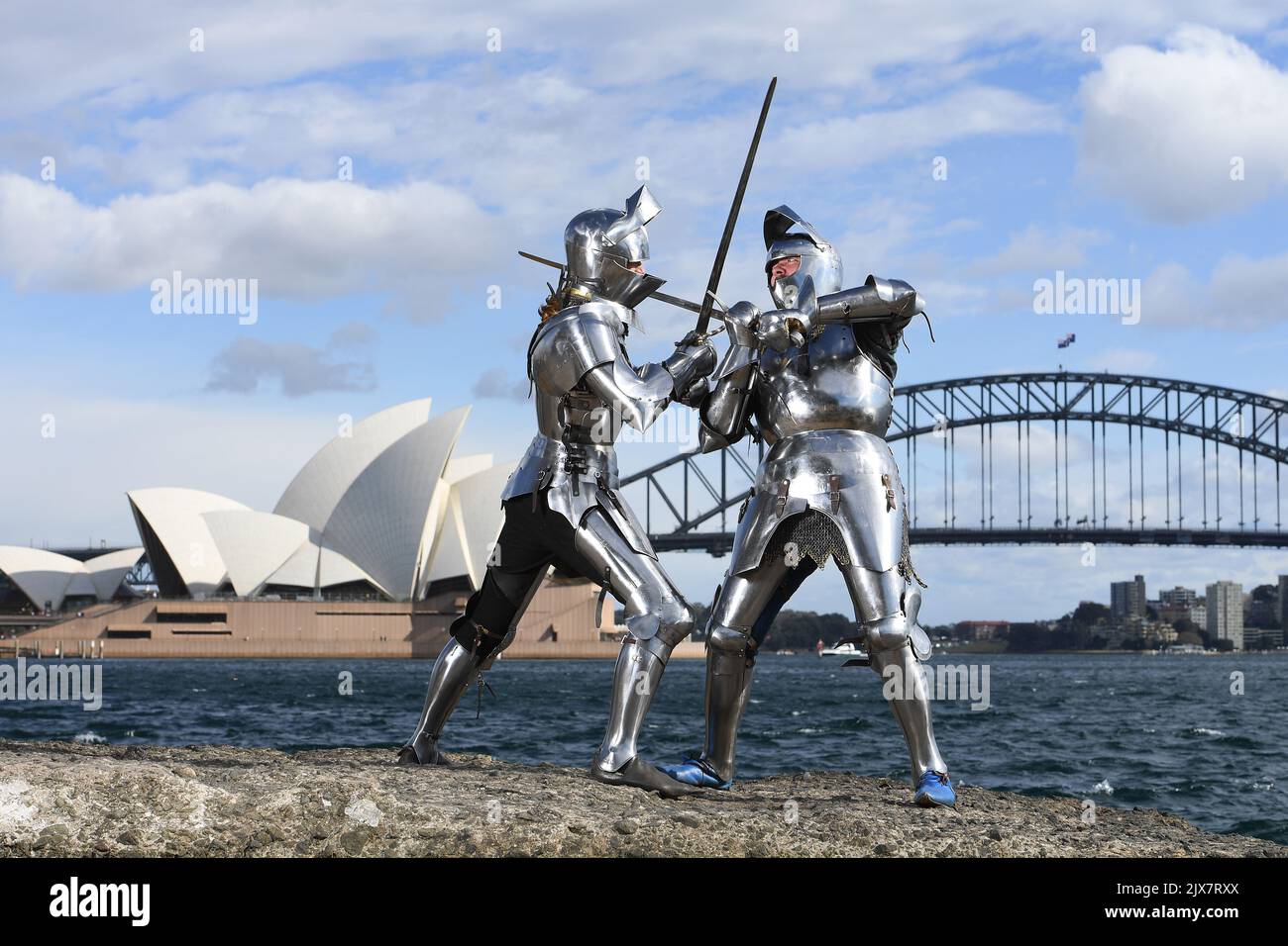 Medieval jousters Luke Binks, (left), and Andrew McKinnon pose for a ...