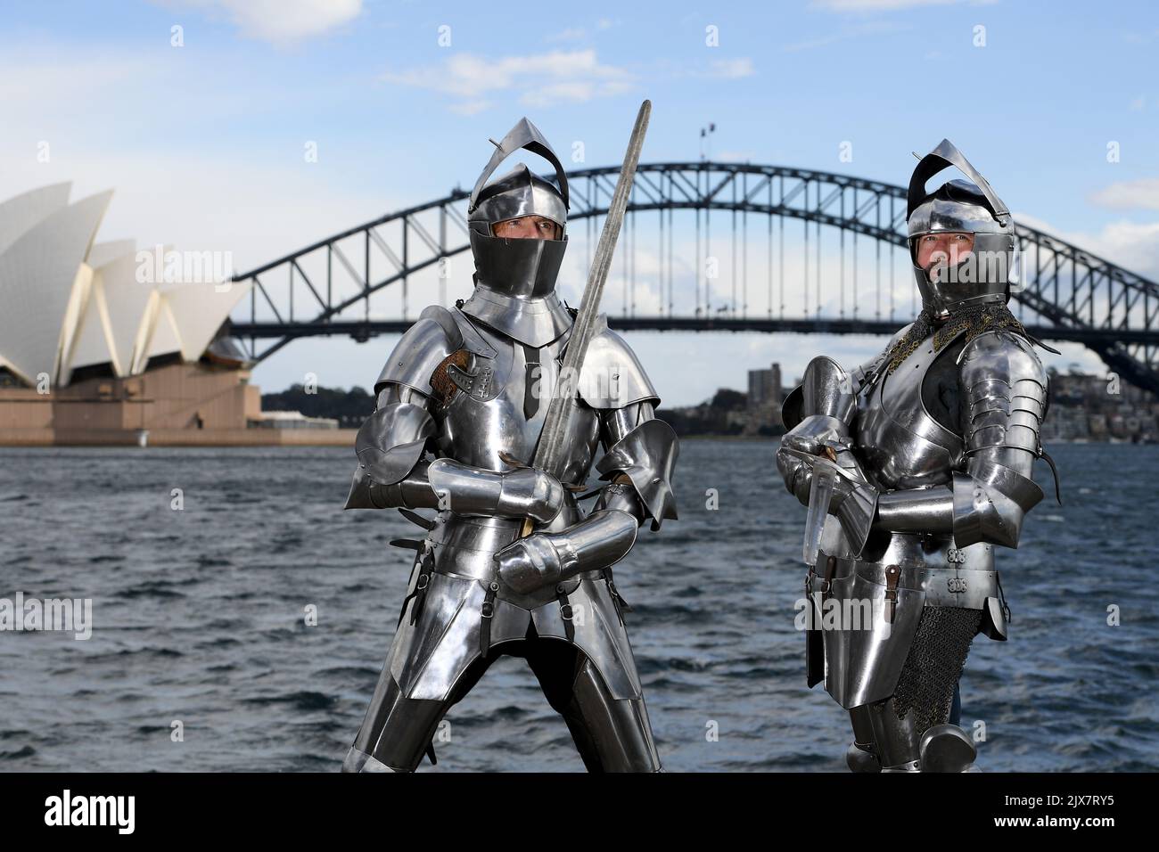 Medieval jousters Luke Binks, (left), and Andrew McKinnon pose for a ...