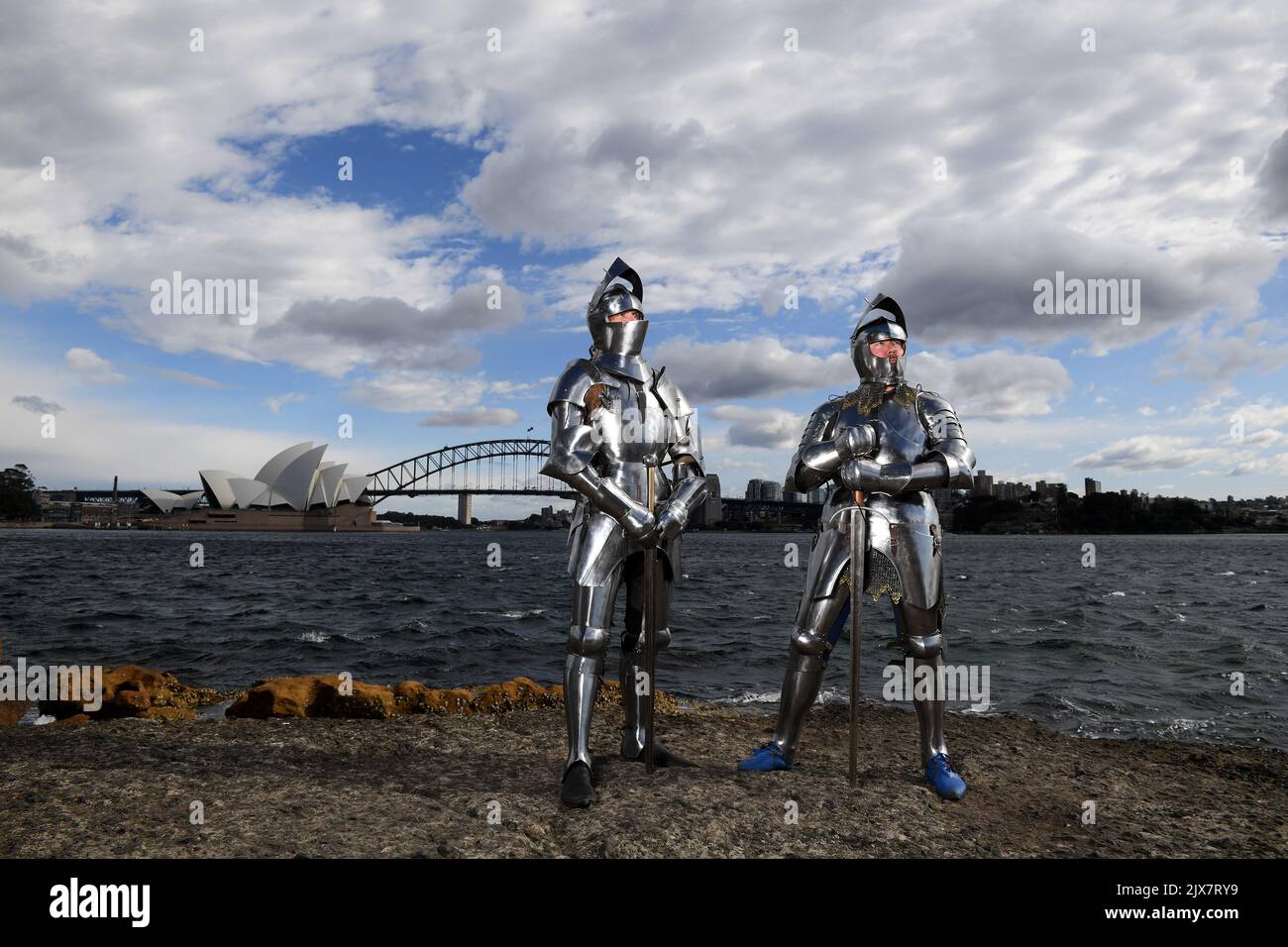 Medieval jousters Luke Binks, (left), and Andrew McKinnon pose for a ...