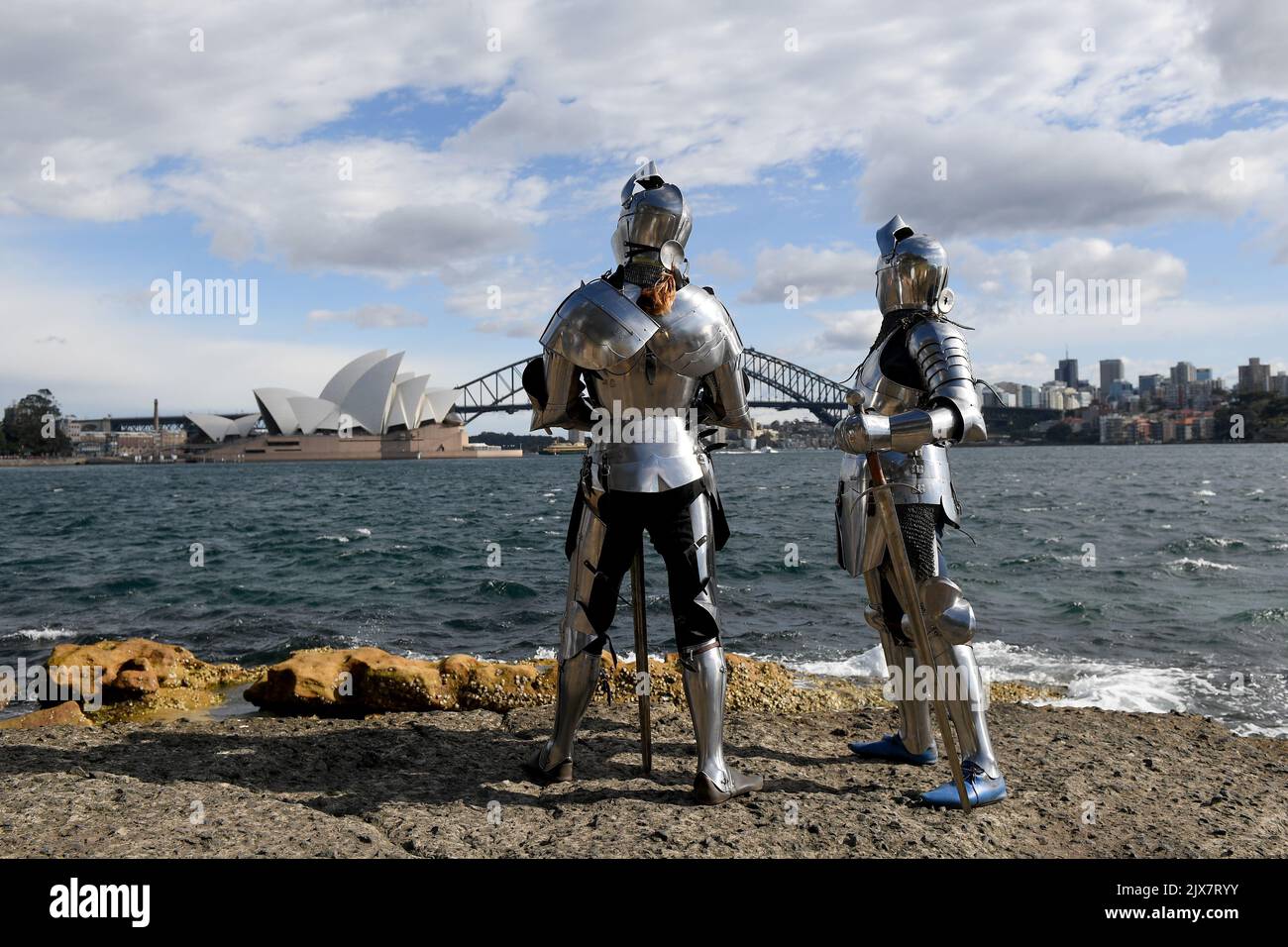 Medieval jousters Luke Binks, (left), and Andrew McKinnon pose for a ...
