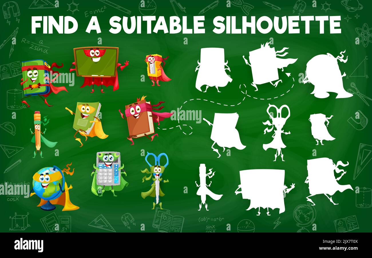 Find a suitable silhouette of cartoon school education superhero ...