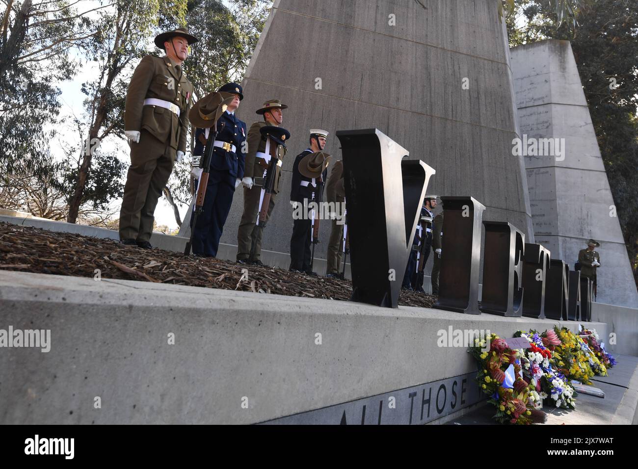 Guards honour fallen soldiers during the Vietnam Veterans' Day Remembrance Service at the ...