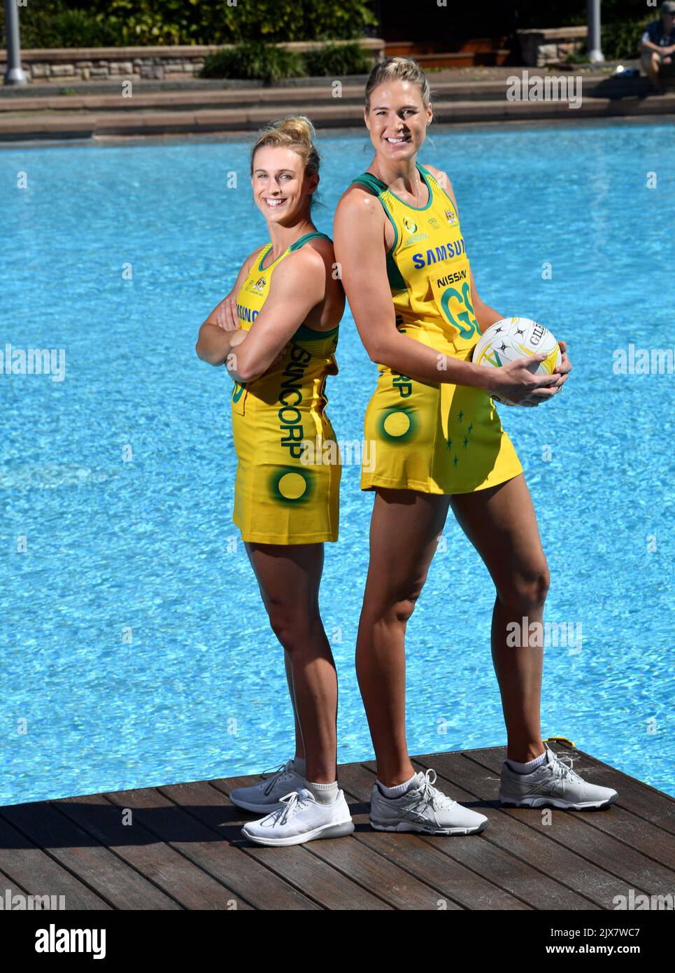 New Australian Diamonds Netball team co-vice captain Gabi Simpson (left ...