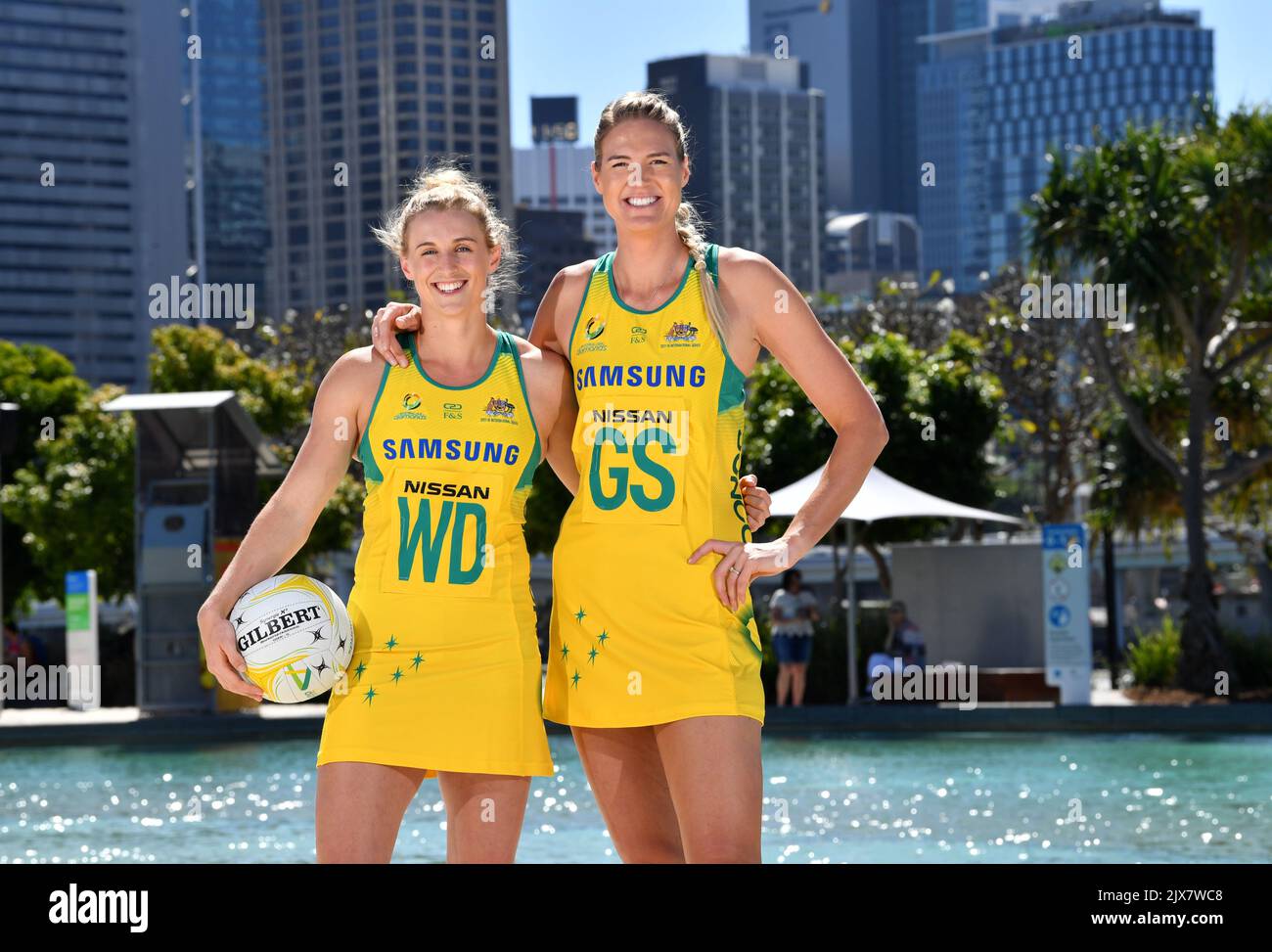 New Australian Diamonds Netball team co-vice captain Gabi Simpson (left ...