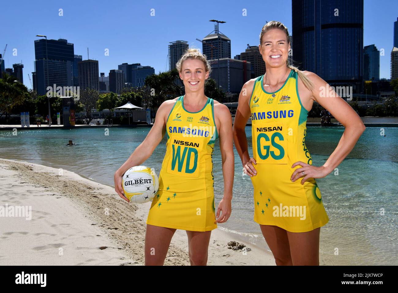 New Australian Diamonds Netball team co-vice captain Gabi Simpson (left ...
