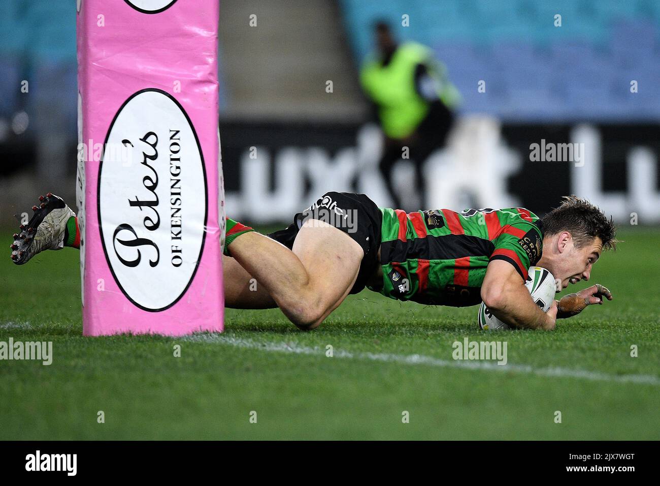 Cameron Murray of the Rabbitohs scores a try during the Round 24 NRL ...
