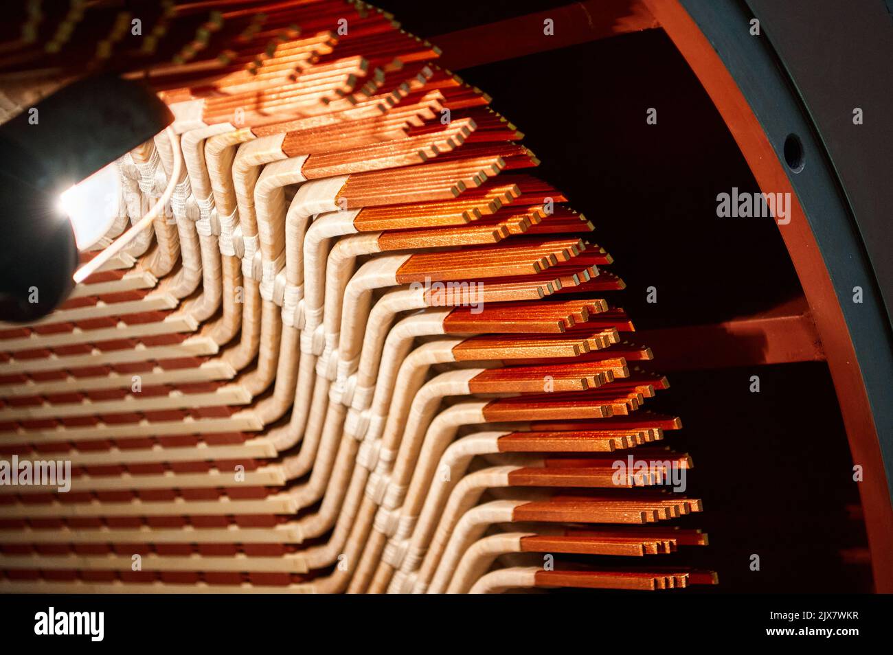 The stator of an industrial electric motor in the process of being ...