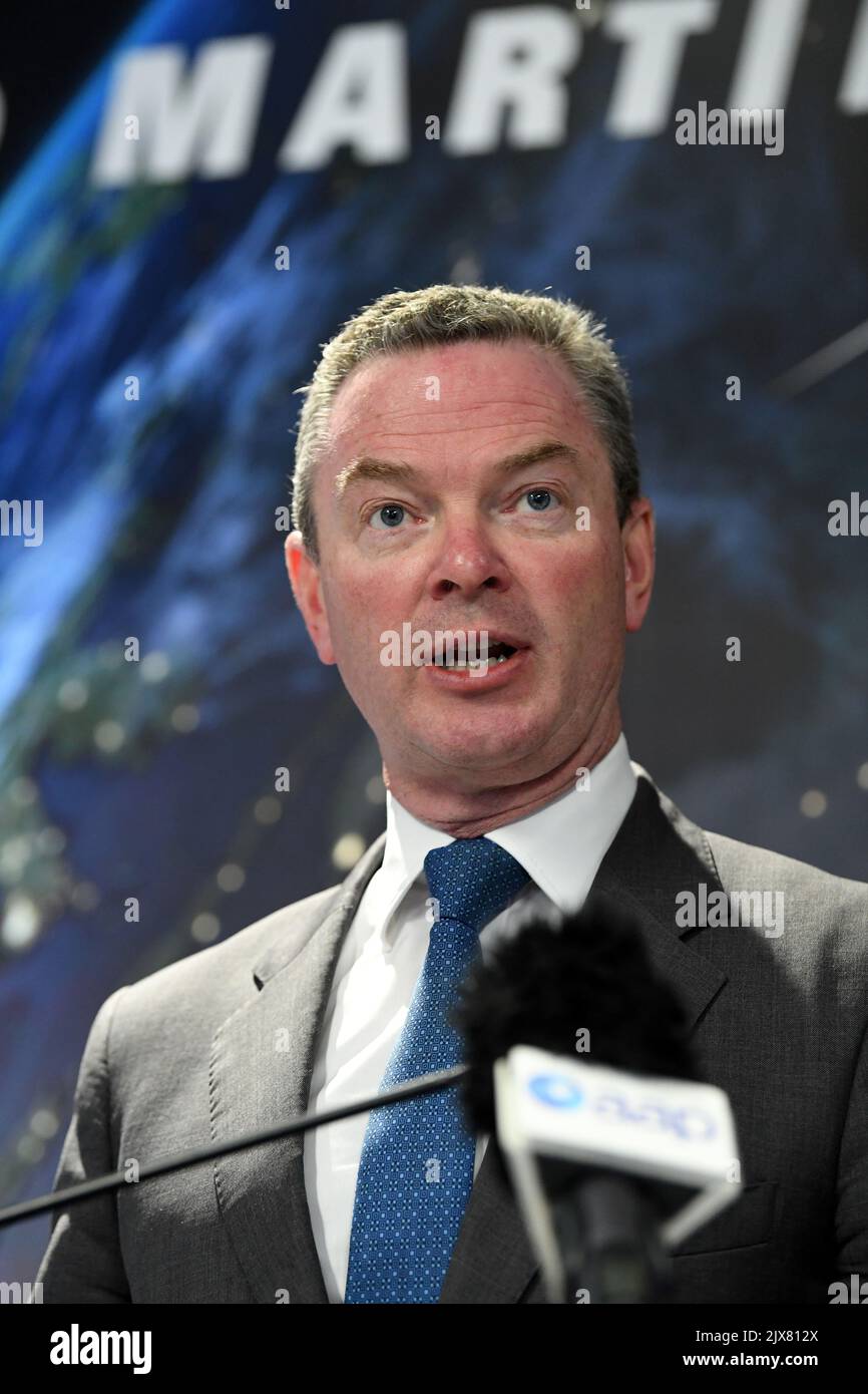 Federal Minister for Defence Industry Christopher Pyne speaks during a ...