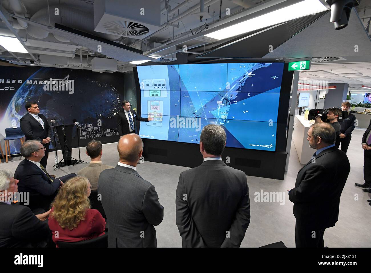 Federal Minister for Defence Industry Christopher Pyne (second right ...