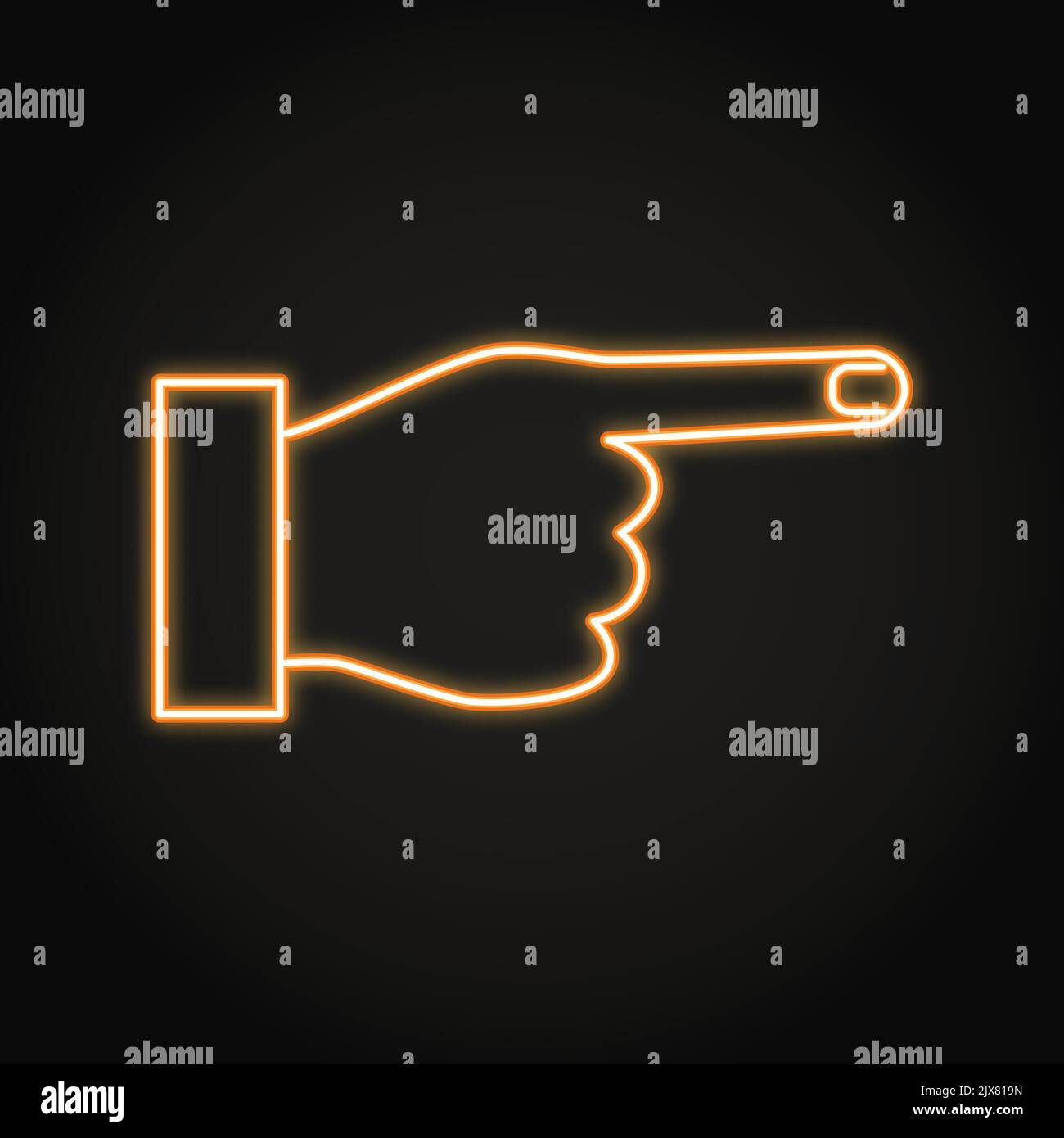Neon hand with pointing finger icon in line style. Vector illustration ...
