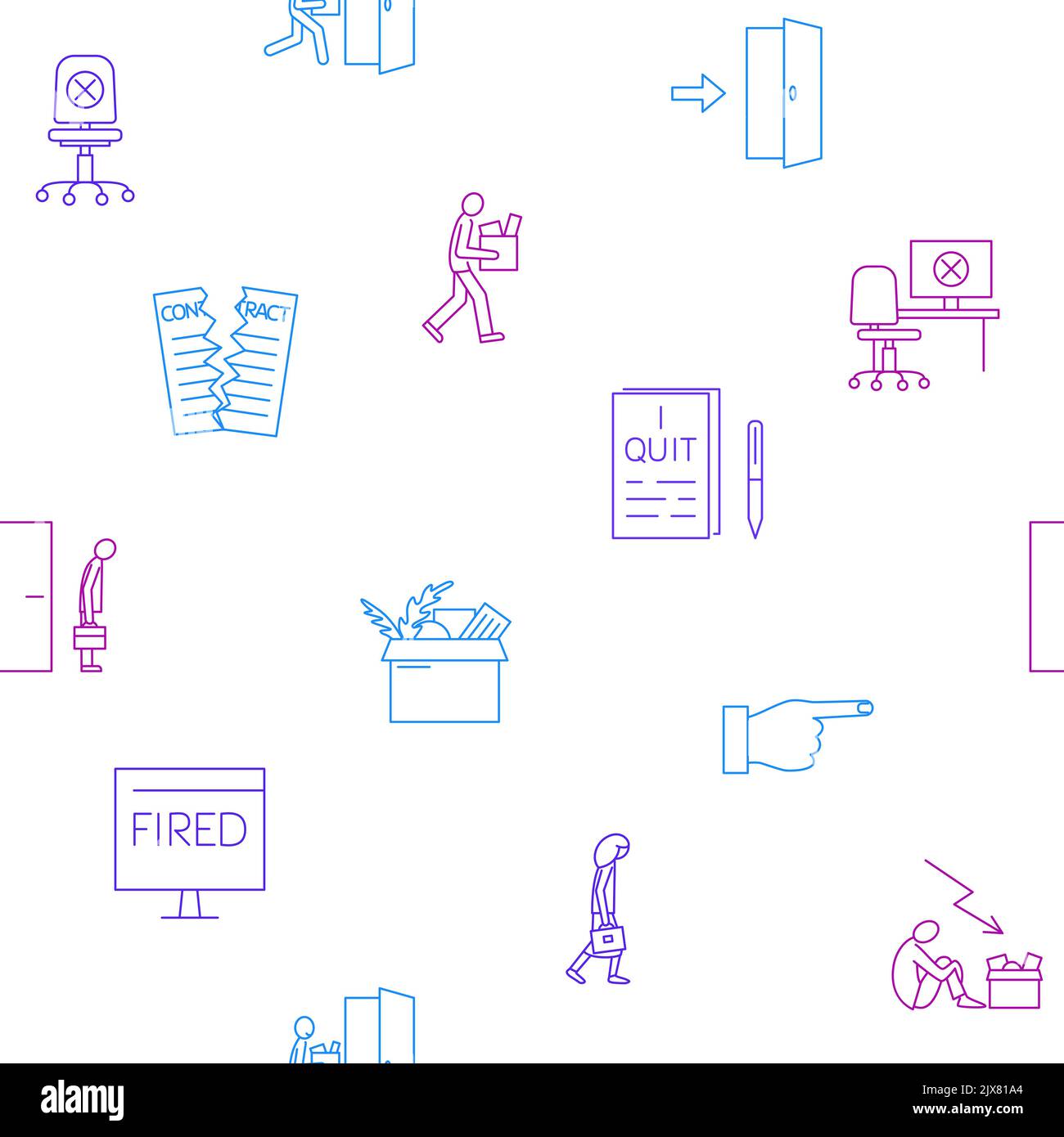 Job quit, resignation and dismissal concept seamless pattern ...