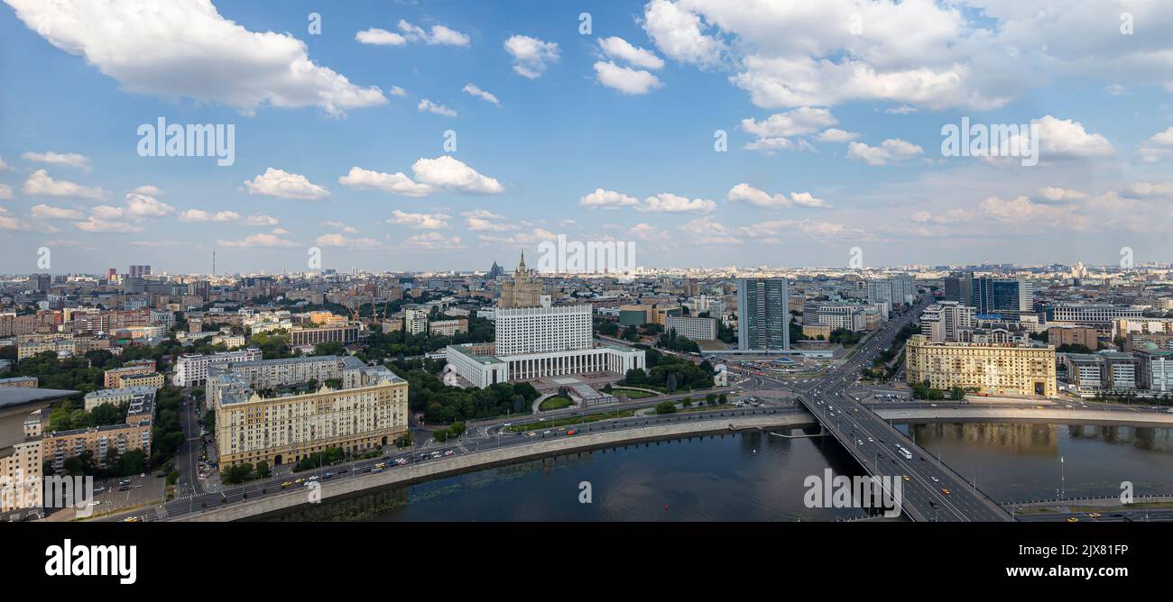 Aerial view of center of Moscow from observation deck located on the ...