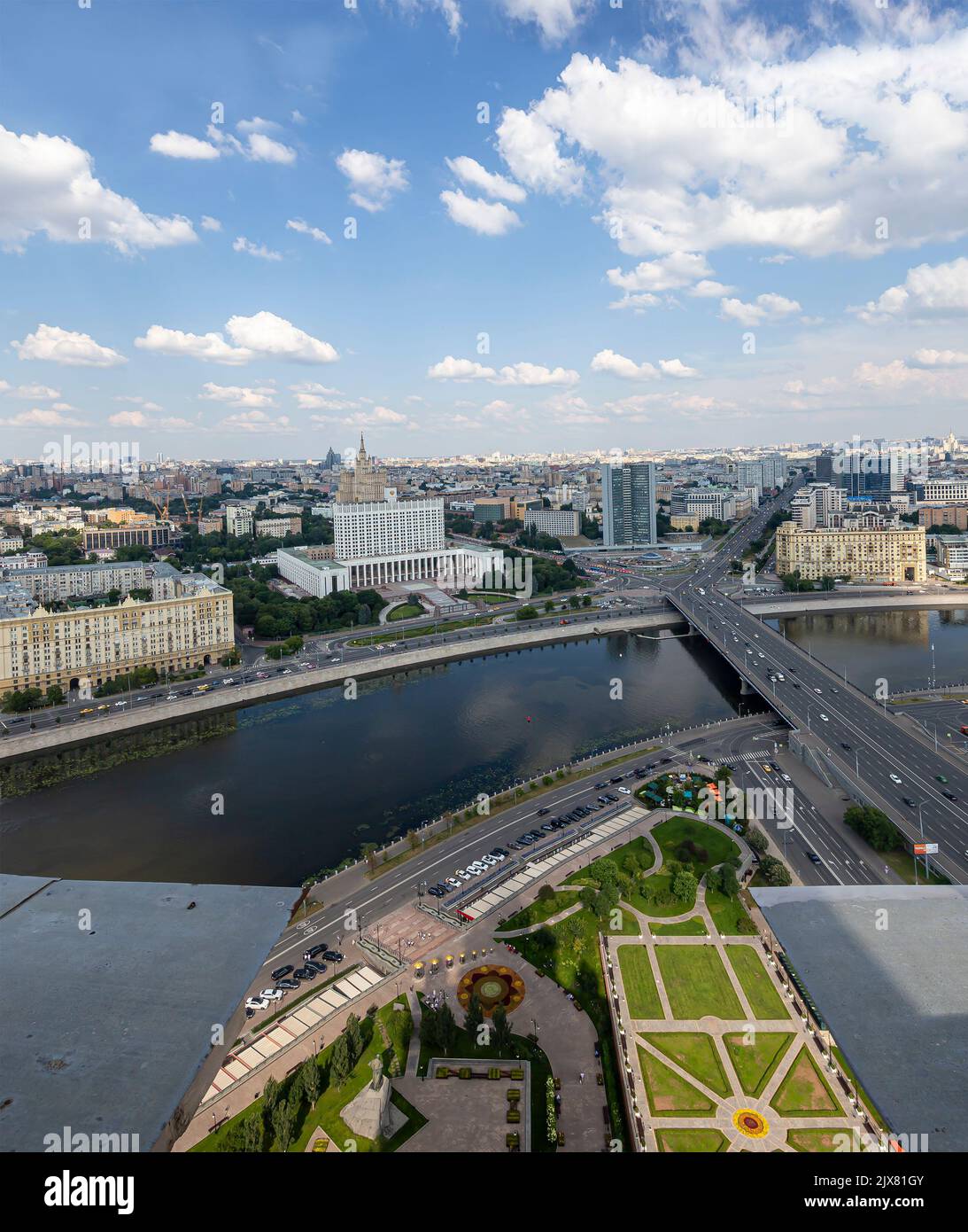 Aerial view of center of Moscow from observation deck located on the ...