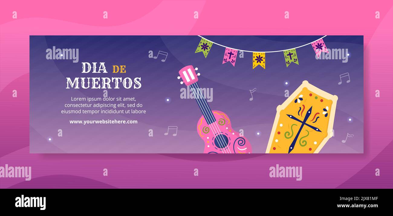 Dia De Los Muertos or Day of the Dead Banner Template Hand Drawn ...