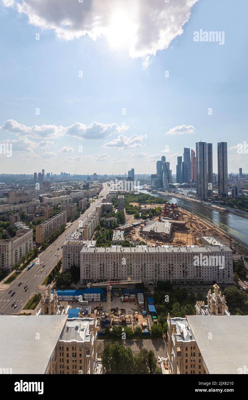 Aerial view of center of Moscow from observation deck located on the ...