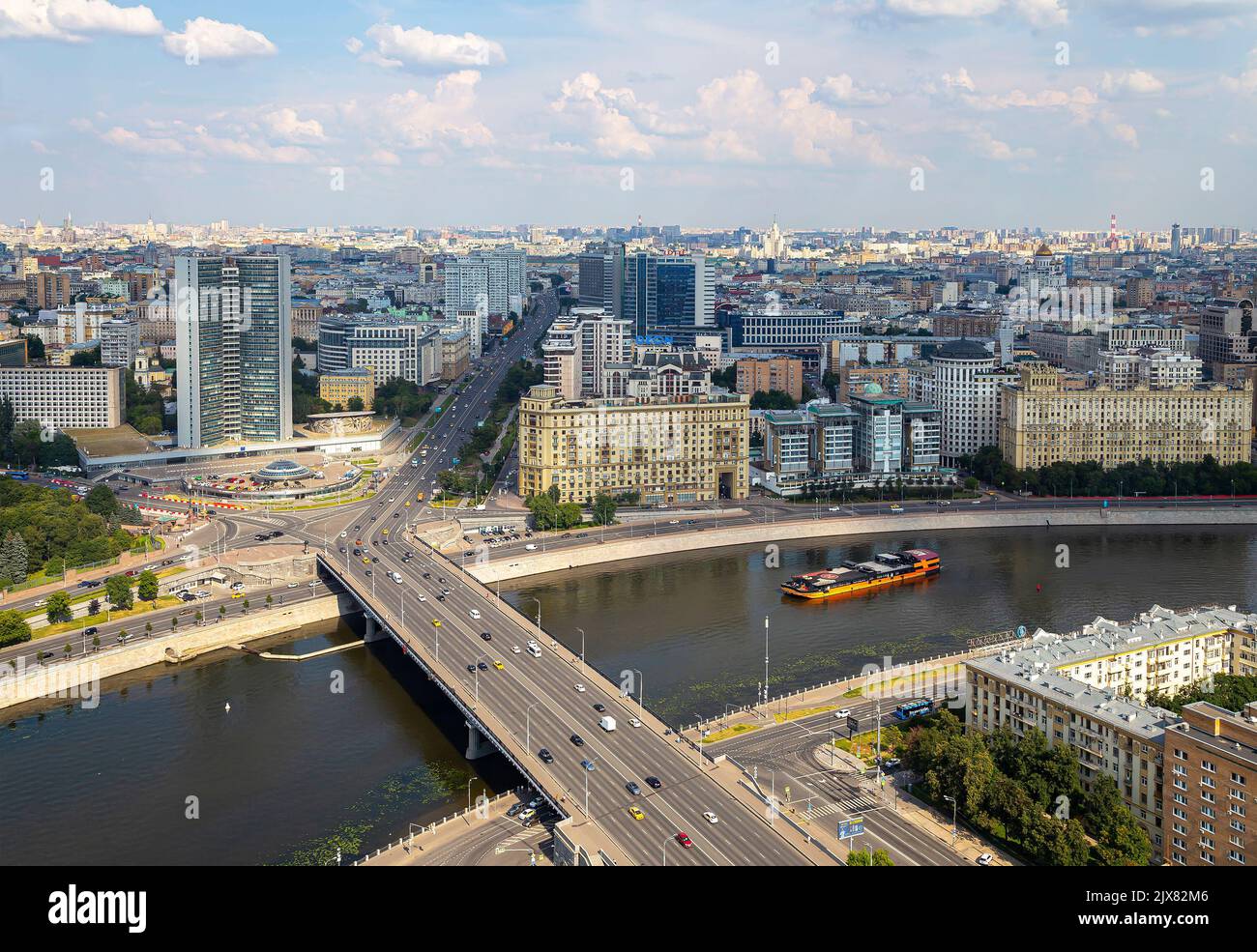 Aerial view of center of Moscow from observation deck located on the ...