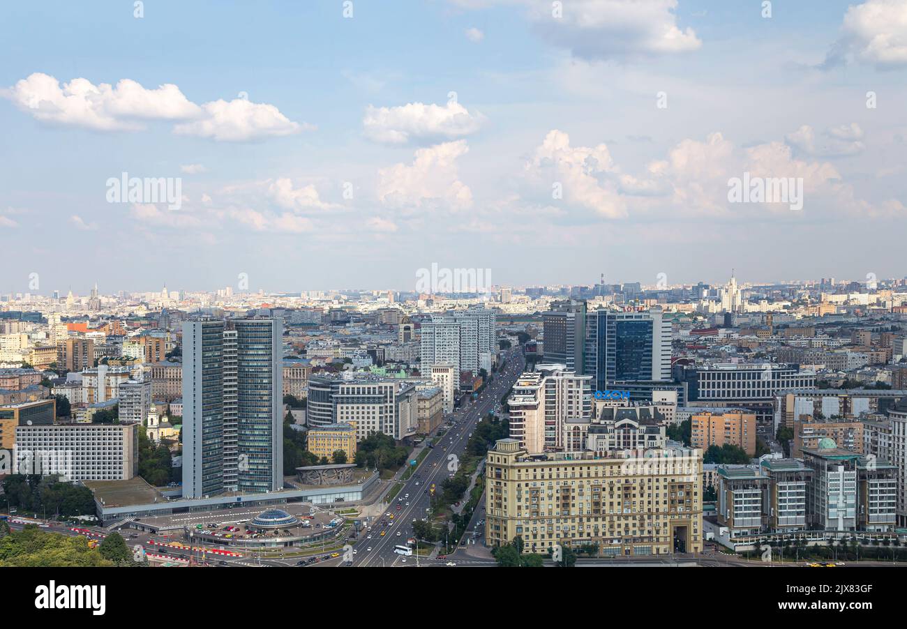 Aerial view of center of Moscow from observation deck located on the ...
