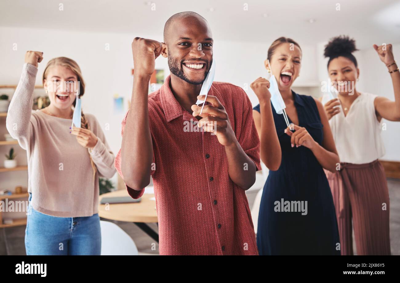 Business team taking off face hi-res stock photography and images - Alamy