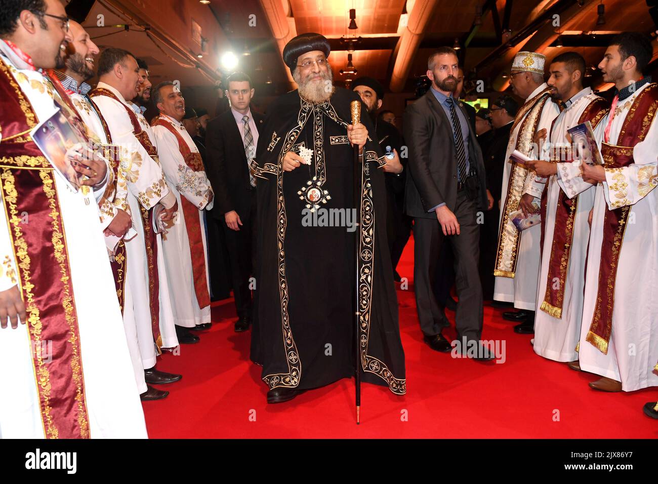Pope Tawadros II (Centre), the Patriarch of the Coptic Orthodox Church ...