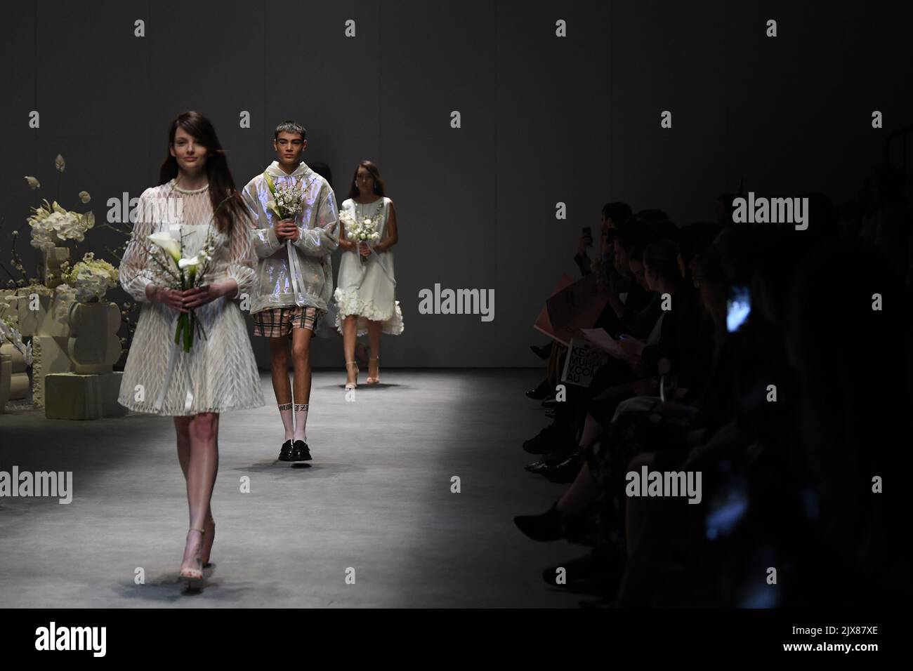 A Model walks the Premium Runway two wearing a Sarah Hope Schofield ...