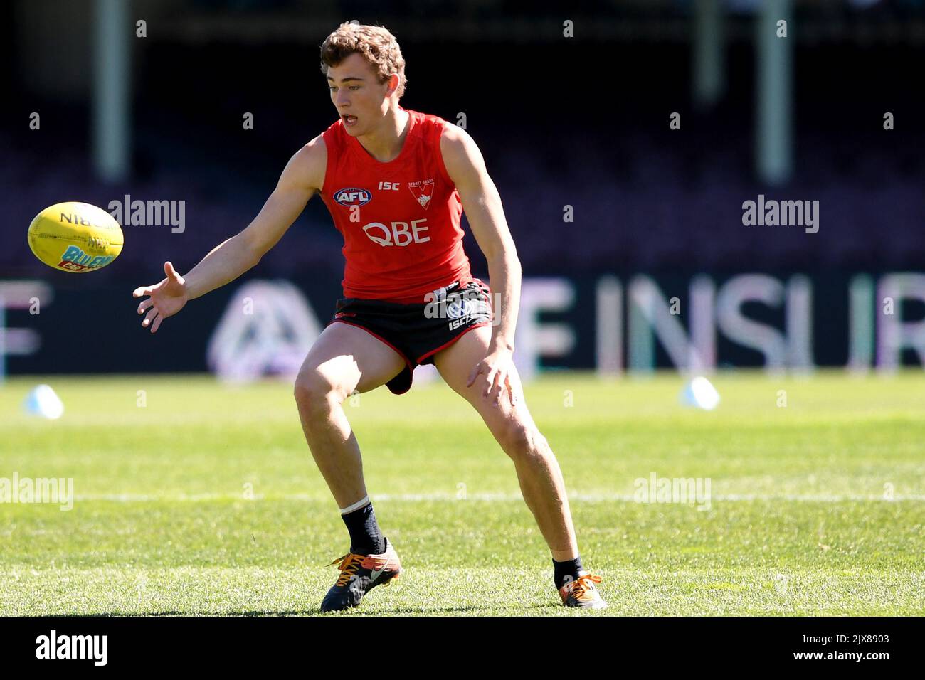 Sydney Swans AFL player Will Hayward takes part in a training session ...
