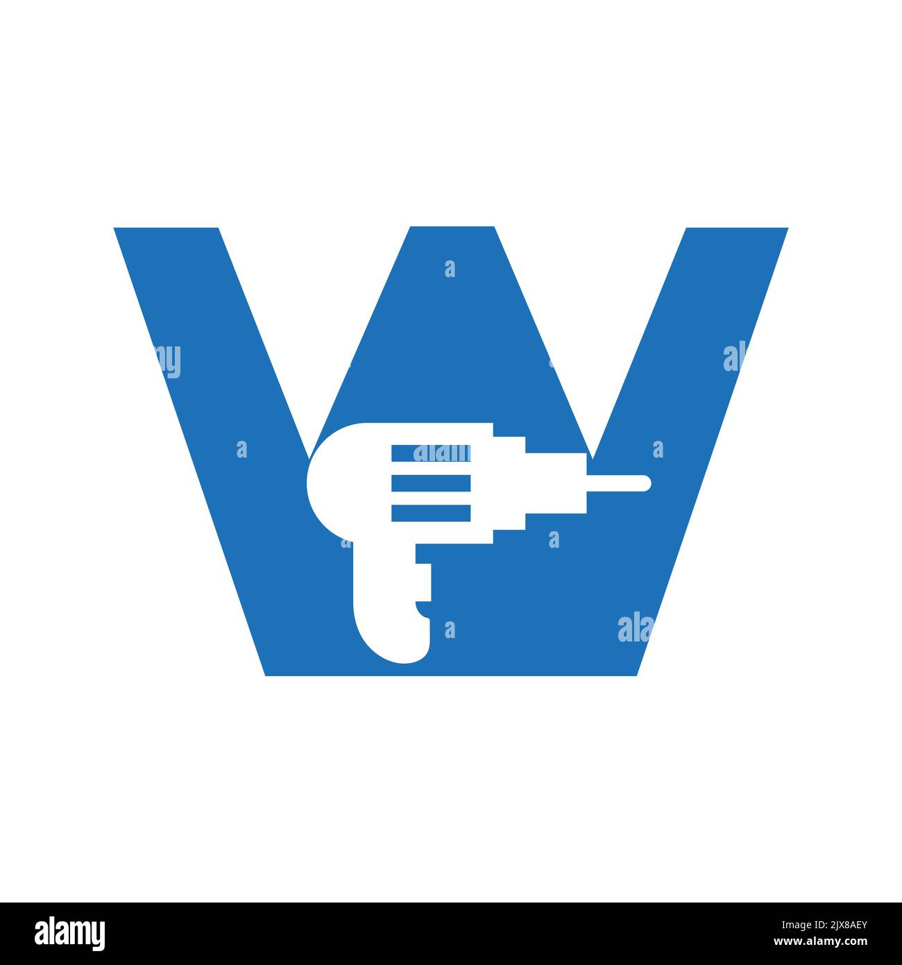 Letter W Manufacturing Construction Logo Design Concept With Drill ...