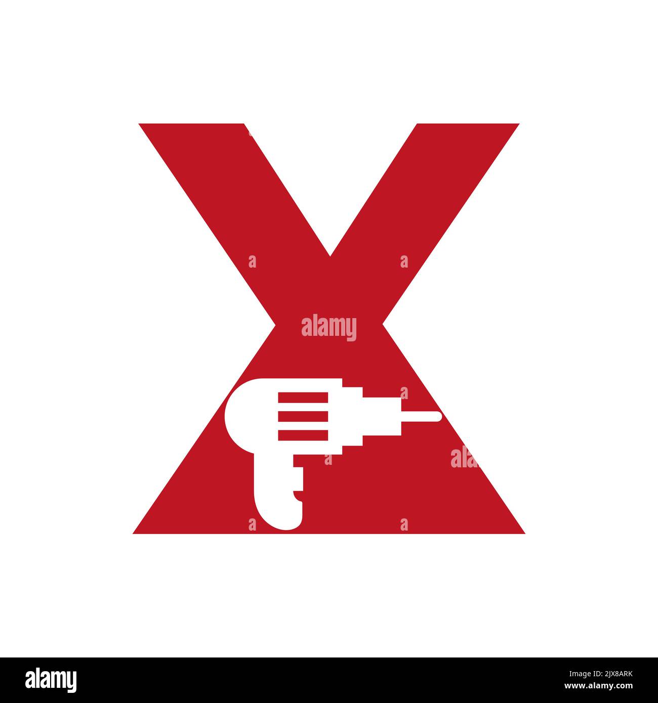Letter X Manufacturing Construction Logo Design Concept With Drill ...