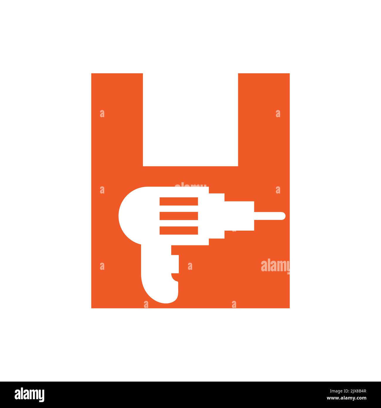 Letter H Manufacturing Construction Logo Design Concept With Drill ...