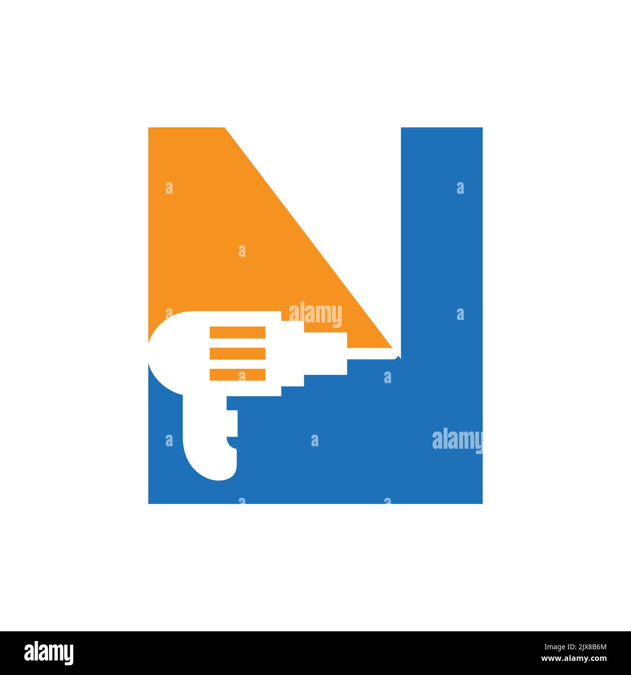 Letter N Manufacturing Construction Logo Design Concept With Drill ...